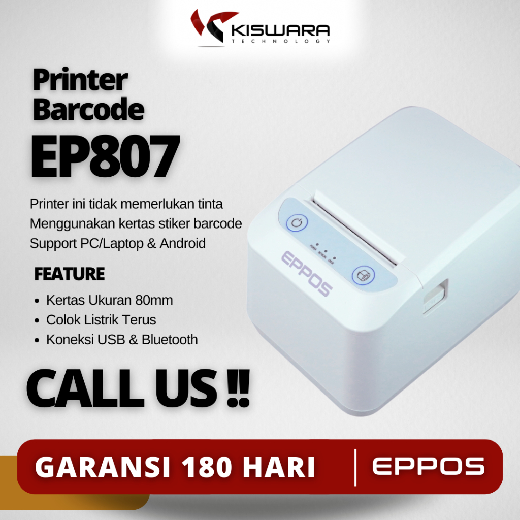 Jual Printer Barcode Label Harga & Resi Thermal EPPOS EP807 - USB ...