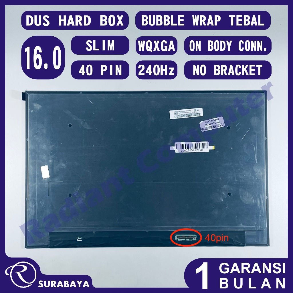 Jual LCD LED 16.0 Slim 40 pin WQXGA 2560x1600 240Hz Small Frame SQUARE | Shopee Indonesia