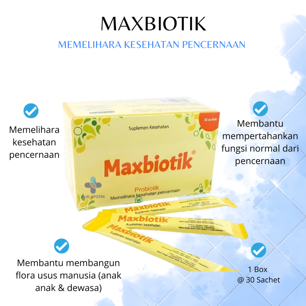 Jual Maxbiotik | probiotik | memelihara pencernaan box isi 30 sachet ...