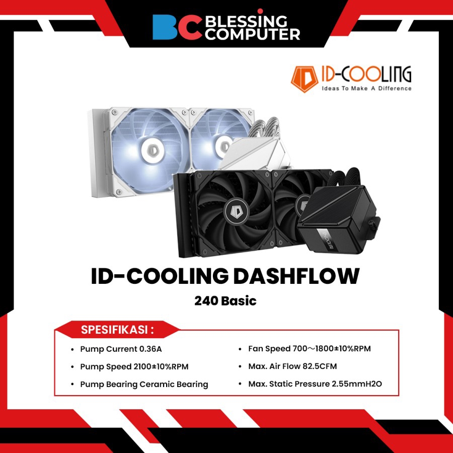 Jual ID-COOLING DASHFLOW 240 Basic/ Cooler ID Cooling - Black | Shopee Indonesia