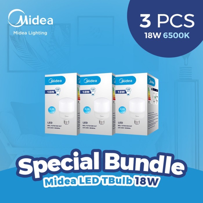 Jual [Bundle] Midea Lighting - Lampu LED T Bulb 18W 6500K - Cool ...