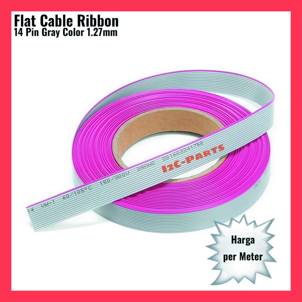 Jual Kabel Flat Pita Gray 14Pin Cable IDC 14 Pin Abu-abu 14p Ribbon 1meter | Shopee Indonesia