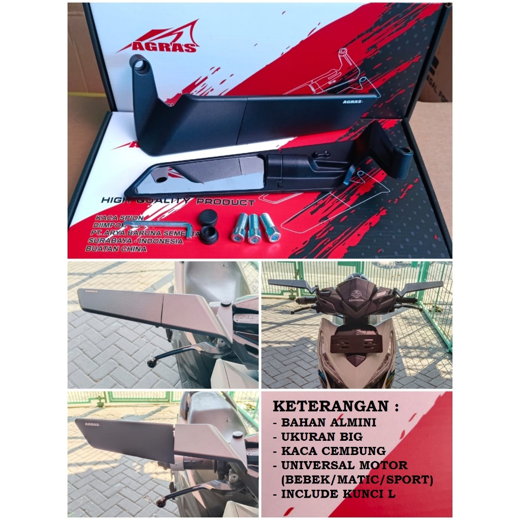 Jual AGRAS SPION WINGLET V3 BIG UNIVERSAL MOTOR BEBEK MATIC BAHAN ...