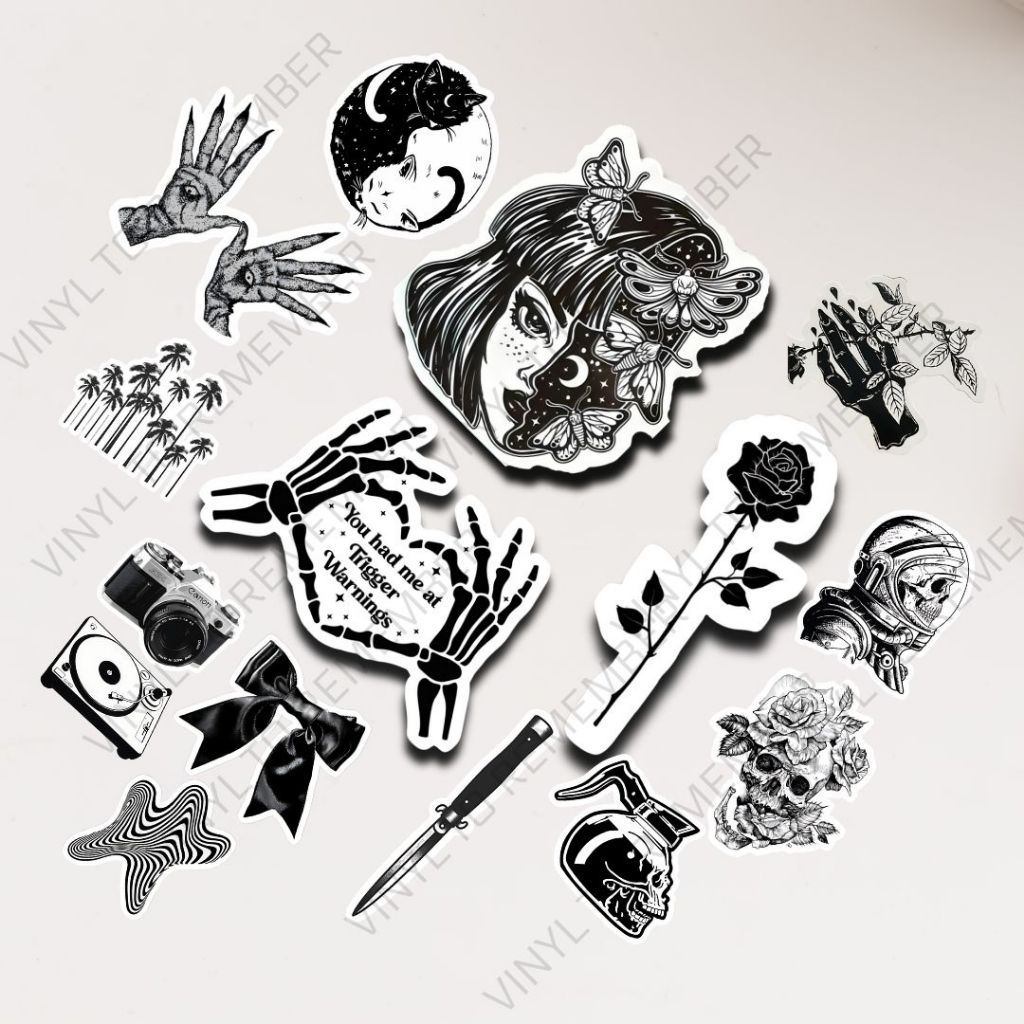 Jual Sticker Hitam Putih Black And White Dark Aesthetic Y2k Retro ...