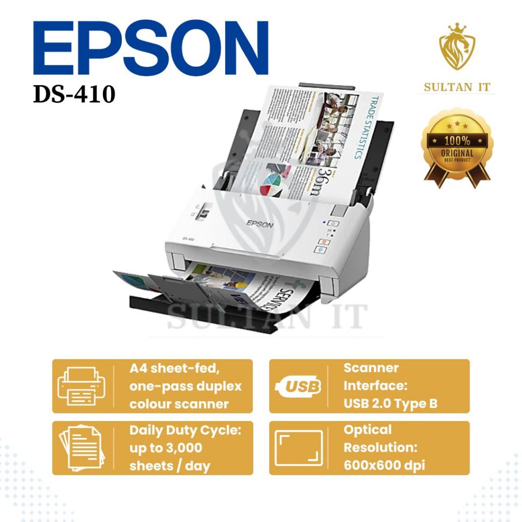Jual EPSON Scanner Sheet-Fed DS-410 Original DS 410 DS410 | Shopee ...
