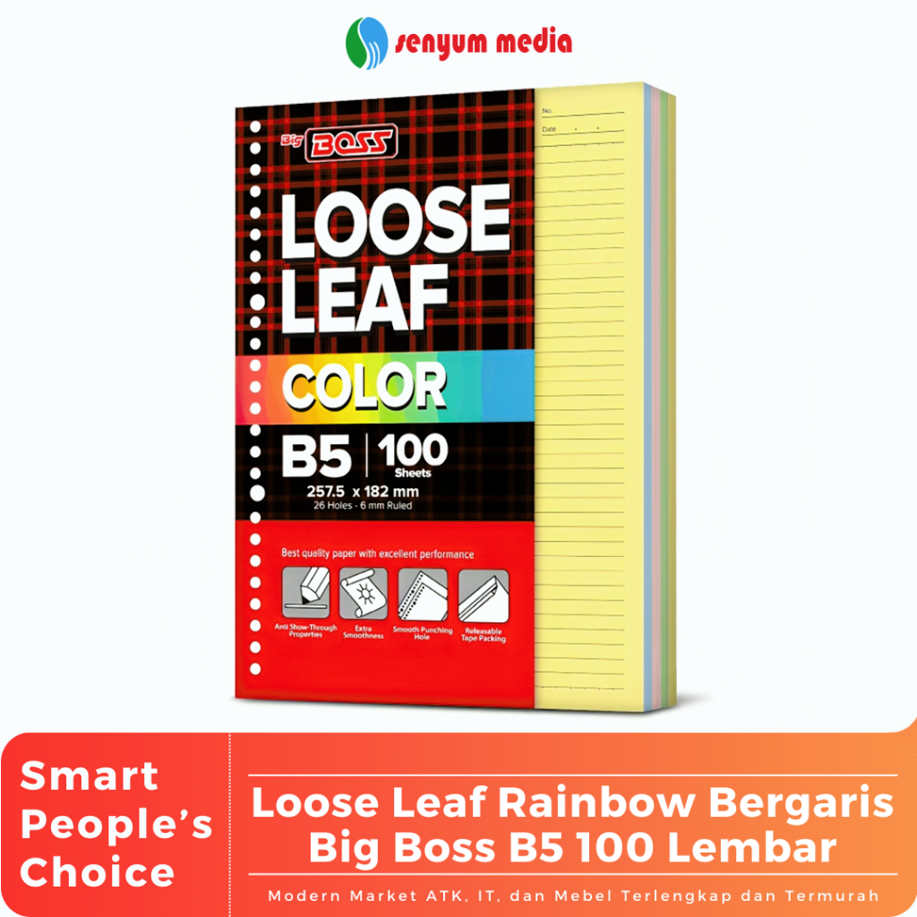 Jual Loose Leaf Rainbow Bergaris Big Boss B5 100 Lembar (1 Pcs Isi 100 ...