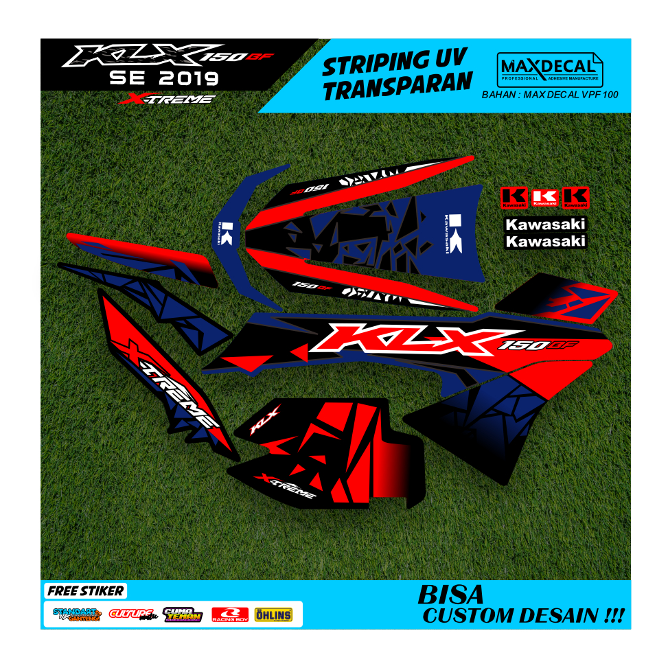 Jual striping lis klx bf extrime 2019 oren biru original stripping klx ...