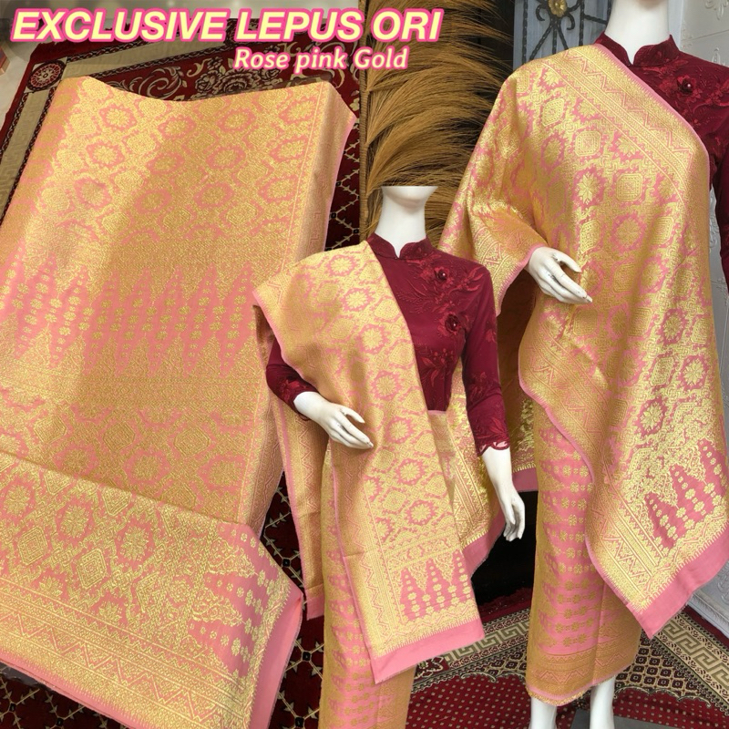 Jual Exclusive Songket Lepus ORI Rose Pink Gold Gradiasi Berlian /Lepus Gebeng warna ORI ...