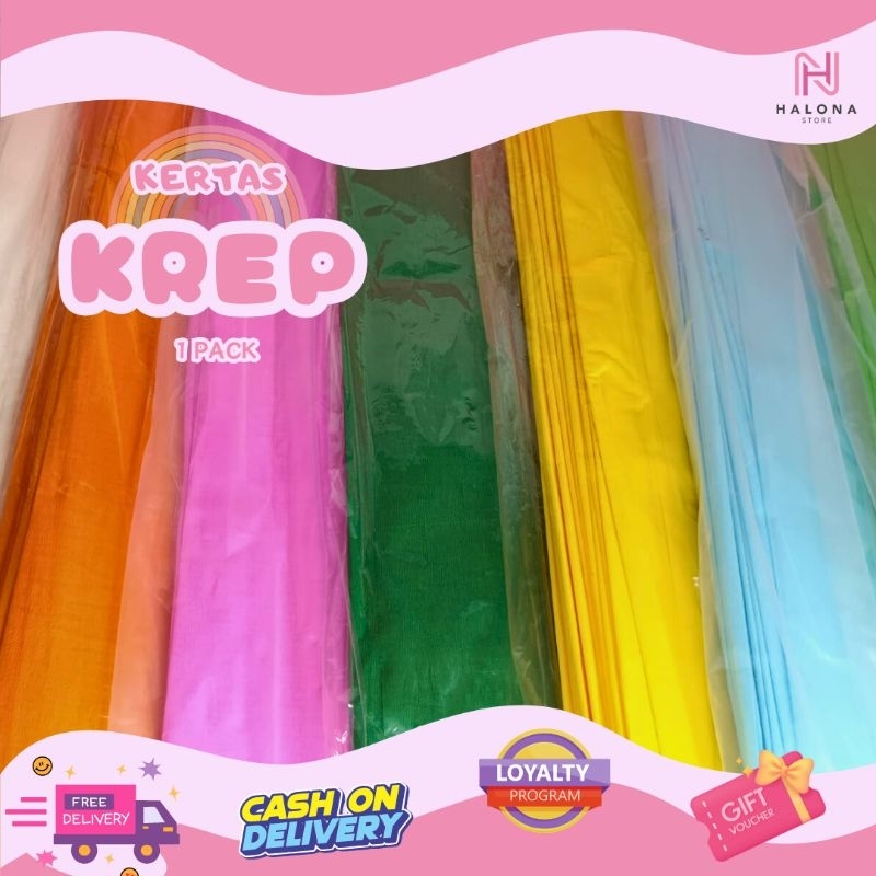 Jual [1 Pack ] Kertas Krep isi 25 Lembar warna-warni | Shopee Indonesia