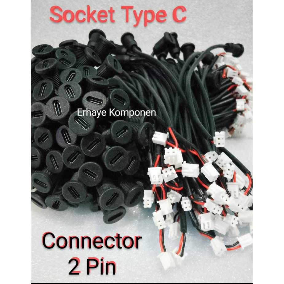 Jual Socket Type C Connector 2 pin soket type C to konektor 2 pin ...