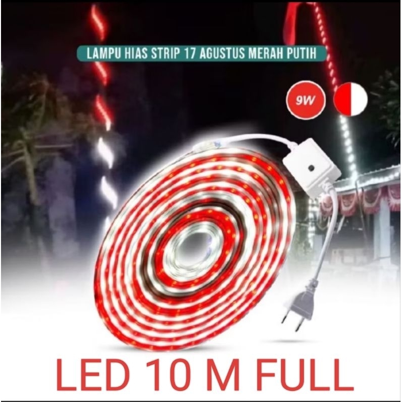 Jual LED STRIP MERAH PUTIH FULL 10M 220v. LAMPU HIAS 17 AGUSTUS ...