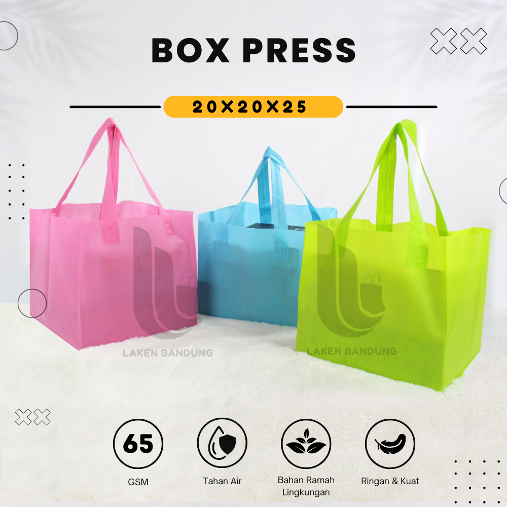 Jual HLS Box 65GSM Tas Box Spunbond Goodie Bag Standing Handle Kuat ...