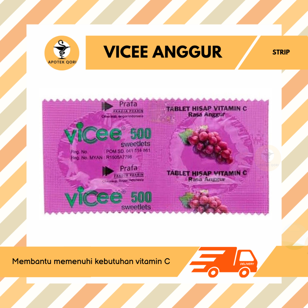 Jual VICEE ANGGUR STRIP 2 TABLET/VITAMIN C 500 MG/DAYA TAHAN TUBUH ...