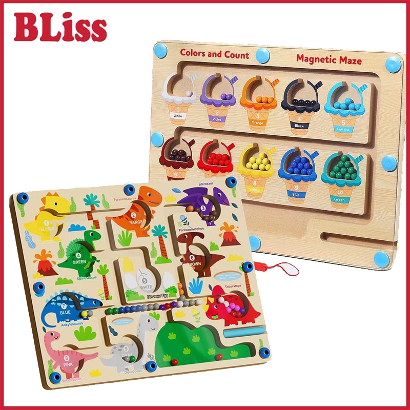 Jual BLiss Color Wooden Magnetic Counting Toy Sorting Maze Color ...