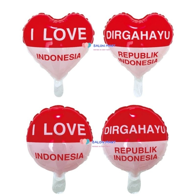 Jual Balon Foil Bulat/Love/Pentungan HUT / Dirgahayu RI | Shopee Indonesia