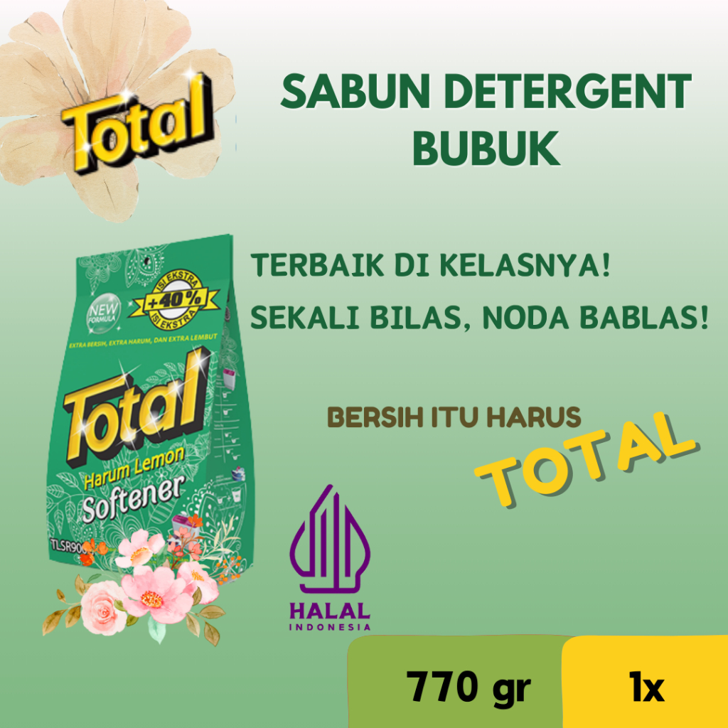 Jual Sabun Detergent Bubuk Total Harum Lemon Softener 770 gr | Shopee ...