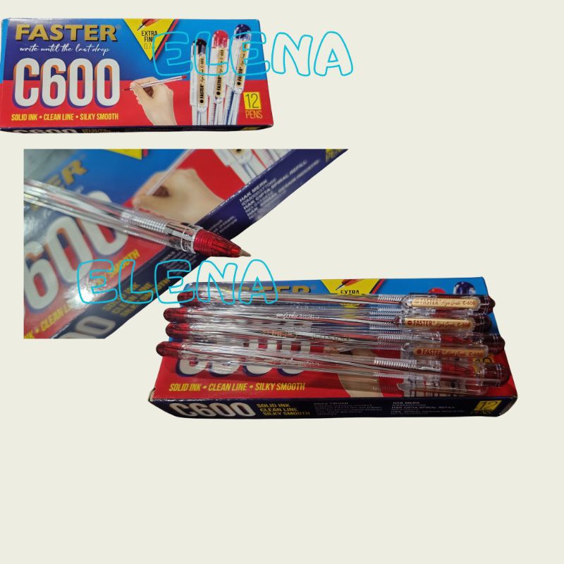 Jual pen faster c -600/ pulpen faster 0,7mm/ pen hitam,merah(3pcs ...