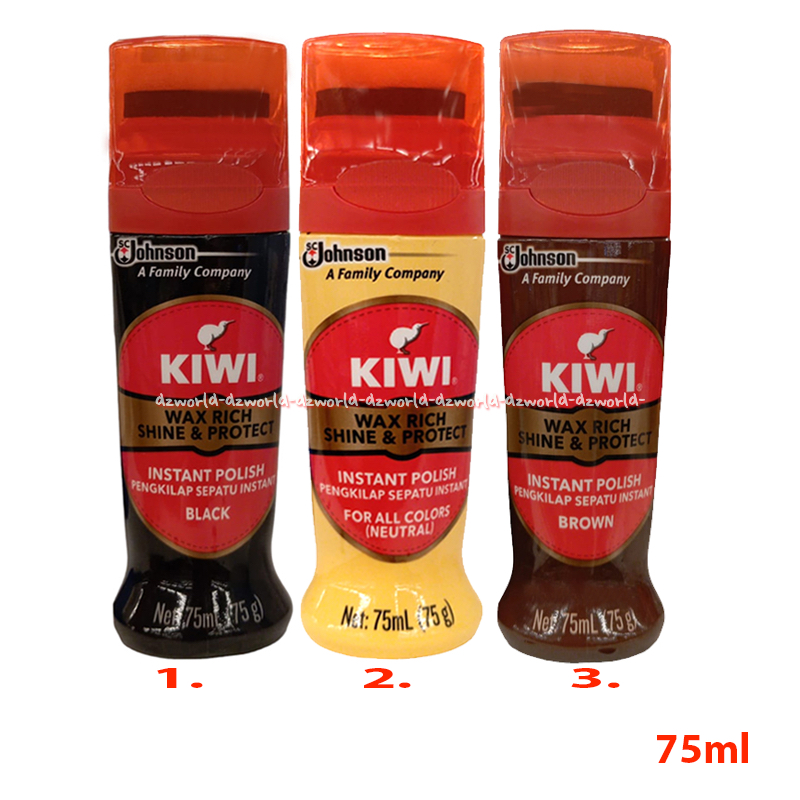Jual Kiwi 75ml Wax Rich Shine And Protect Black Netral Black Semir Sepatu Instan Semir Cair ...