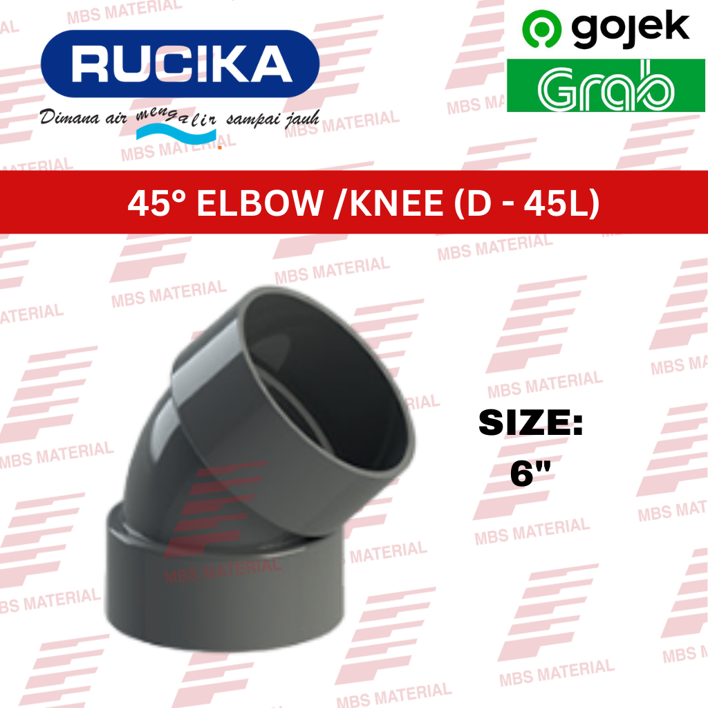 Jual INSTANT & SAME DAY | Fitting Rucika Elbow / Keni / Knee / Siku 45° (D-45L) Size 6" inch ...