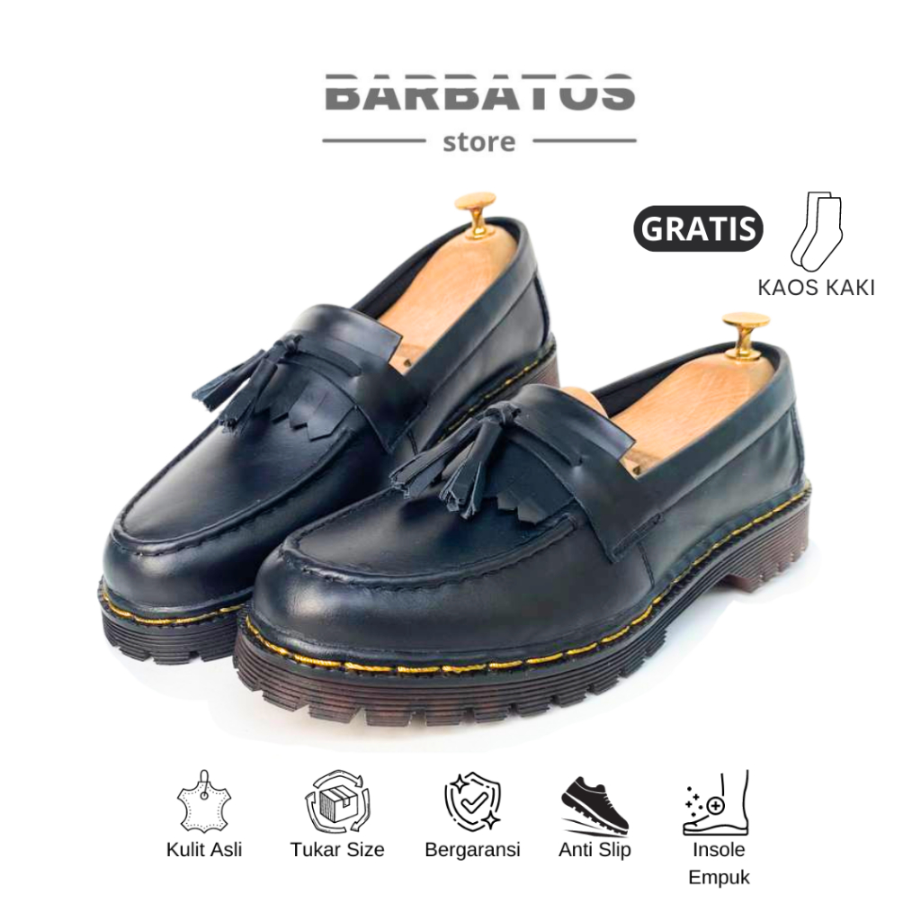 Jual Barbatos - Sepatu Docmart Loafer Tassel Kulit Asli Pria | Shopee ...