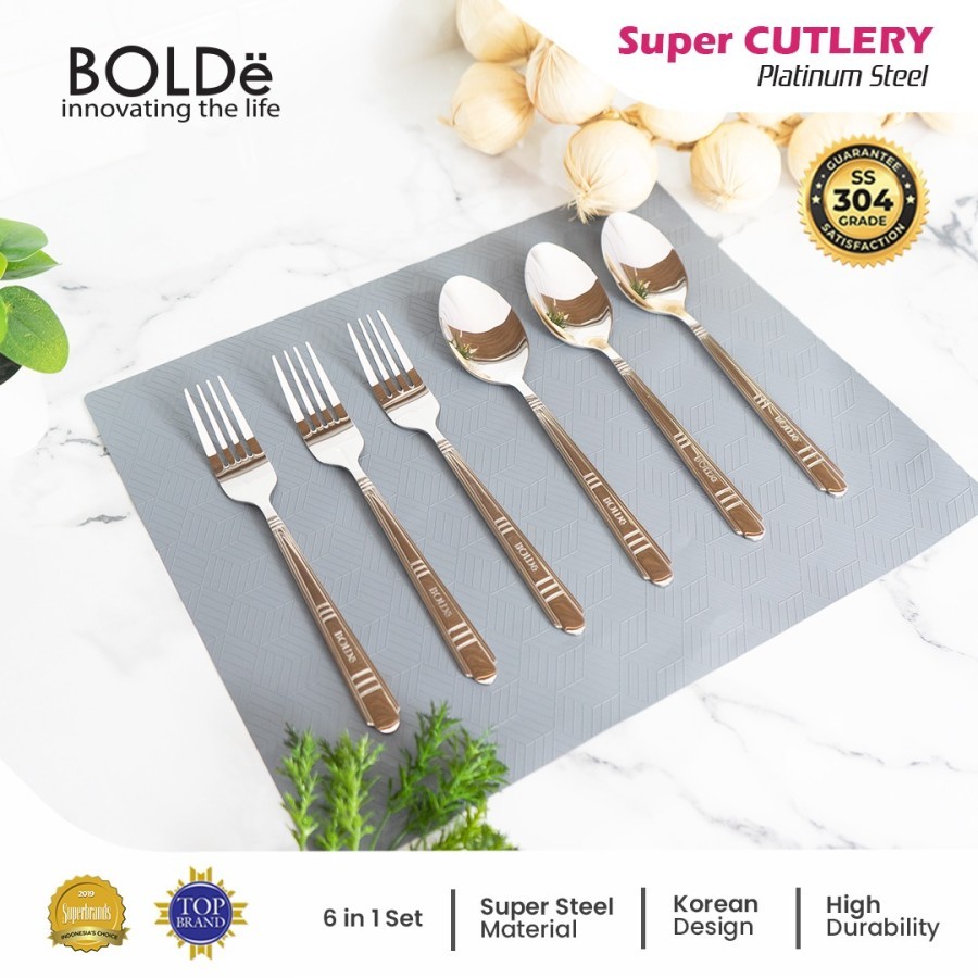 Jual BOLDe Super Cutlery Platinum Steel Paket Alat Makan Sendok Set 6 ...