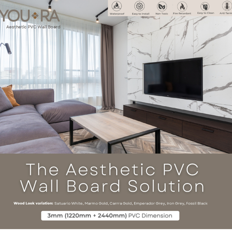 Jual PVC Wall Panel Marmer Dinding Tebal 3mm by YOU-RA / PVC Marmer ...