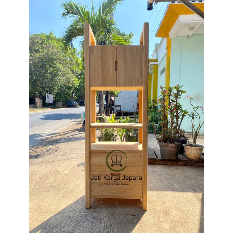 Jual Rack Serbaguna Minimalis Laci 2 Bukaan Pintu kayu Jati Solid ...