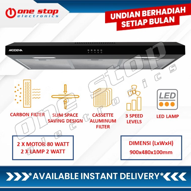 Jual MODENA PX 0921 DBBK Slim Cooker Hood 90cm | Shopee Indonesia