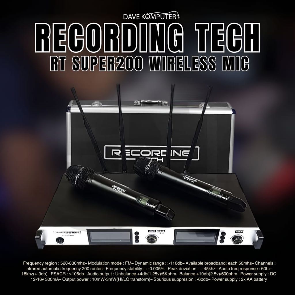 Jual RECORDING TECH RT SUPER200 Super 200 Mic Wireless 2 Mic Hand ...
