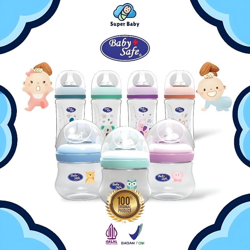 Jual BOTOL SUSU BAYI BABY SAFE DOUBLE VALVES WIDE NECK BOTTLE 120ml 150ml 250ml | Shopee Indonesia