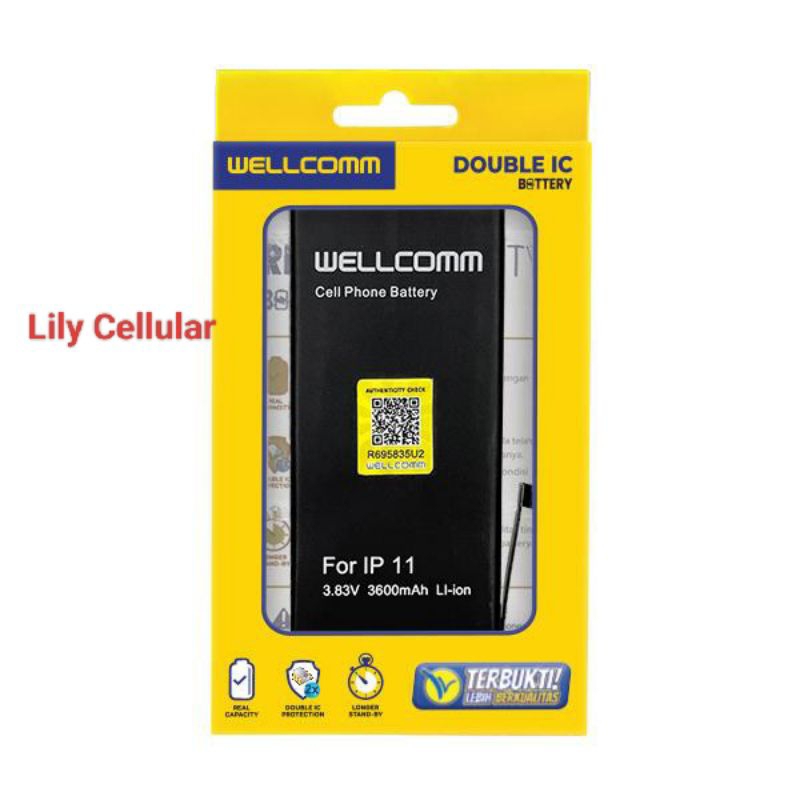 Jual Battery Baterai IP 11 Wellcomm Double IC 3600mAh | Shopee Indonesia