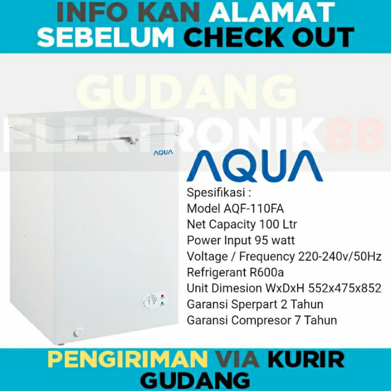 Jual Freezer Box Aqua AQF110FA Chest Freezer Aqua 100 liter/kulkas box ...