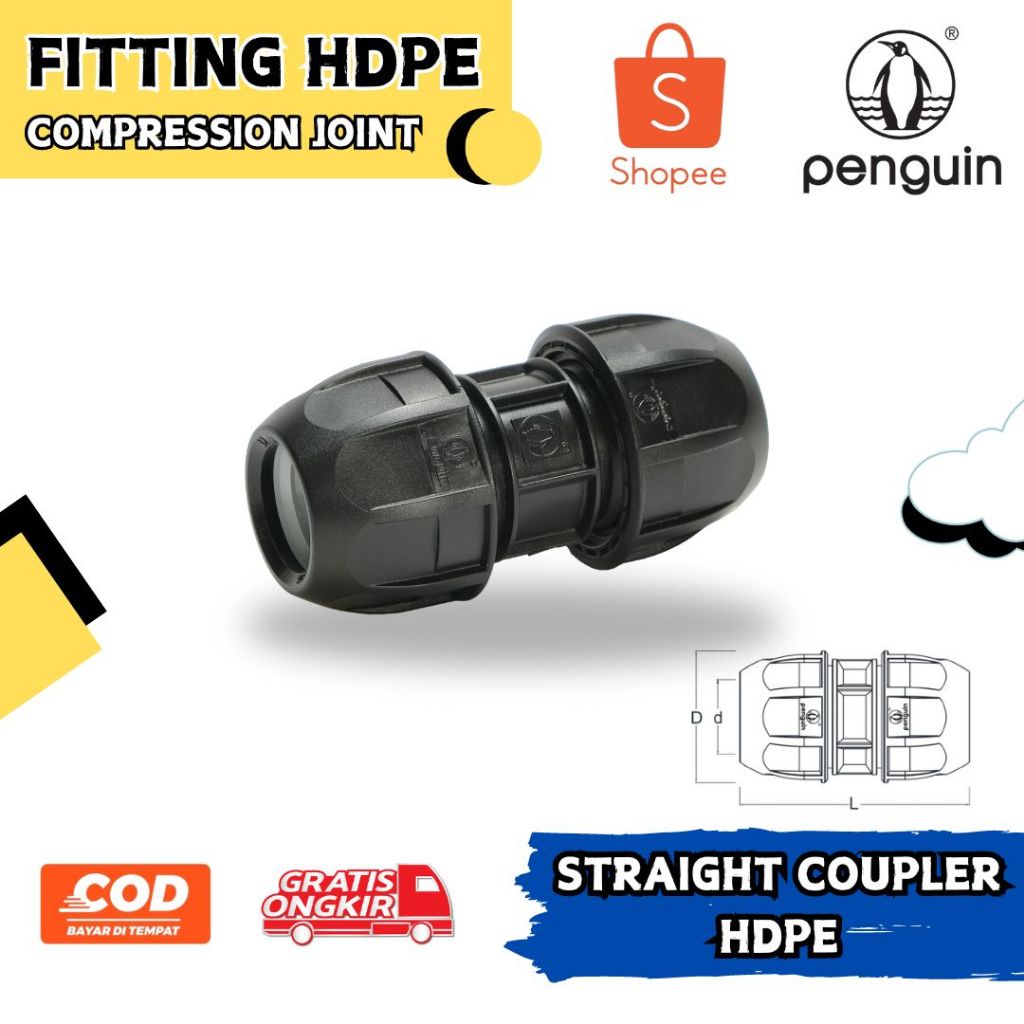 Jual Fitting Pipa HDPE Coupler joint , Socket 1-1/4" inci 40 mm ...