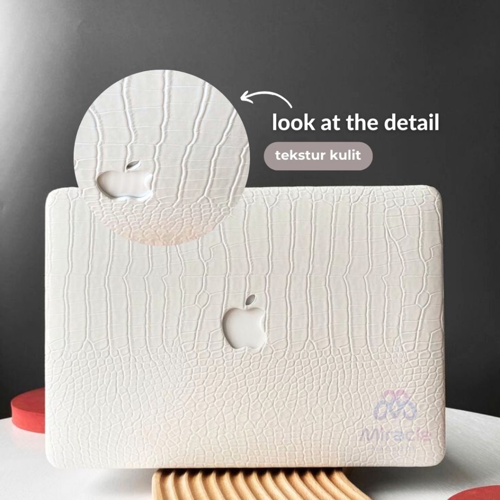 Jual Case Macbook Crocodile White Pattern Leather Premium Feel Air M1 ...