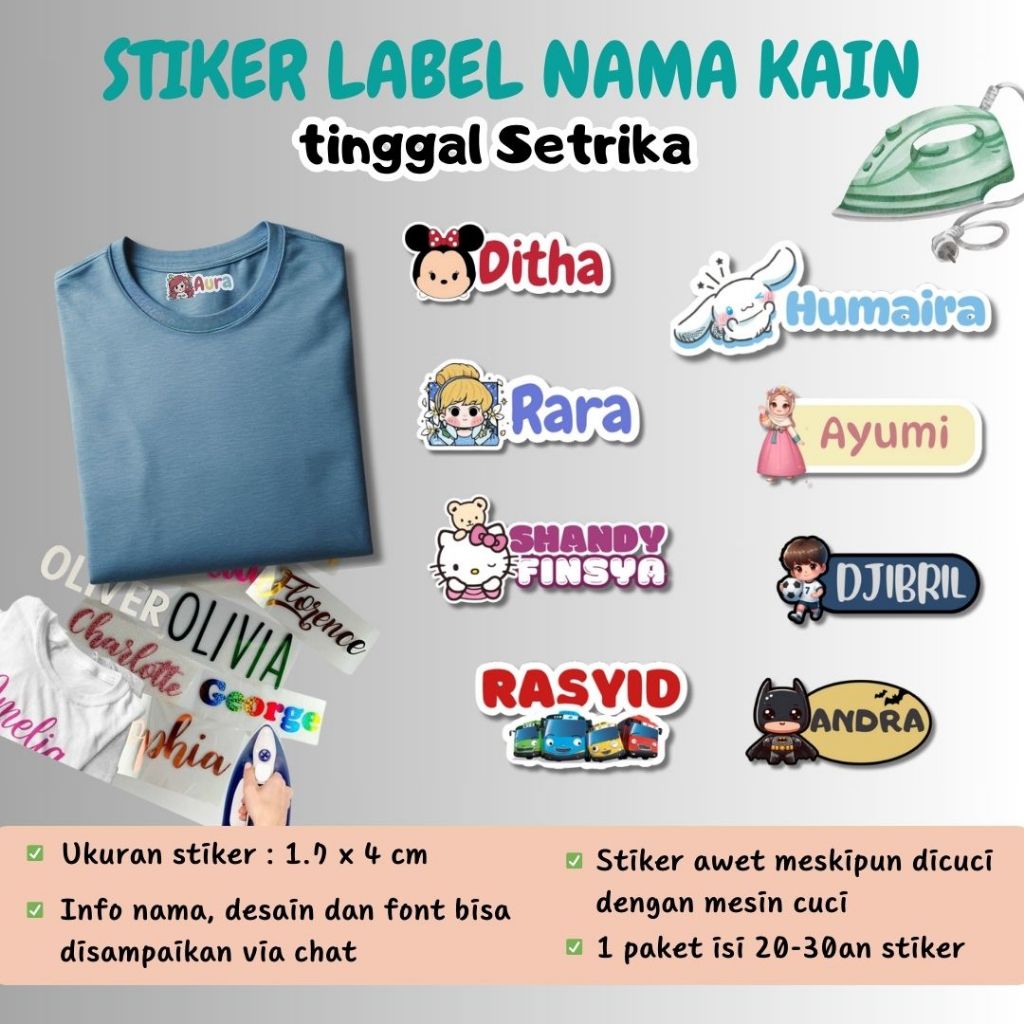 Jual STIKER LABEL NAMA BAJU, DASI, TOPI, KAIN, SABLON TINGGAL SETRIKA ...