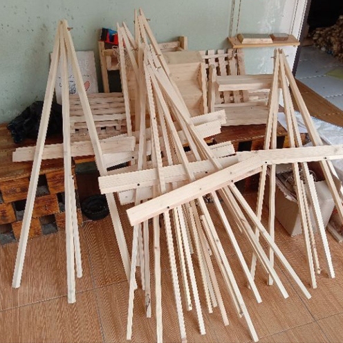 Jual Standing kayu / stand Tripod wooden Easel / papan bunga / Welcome ...