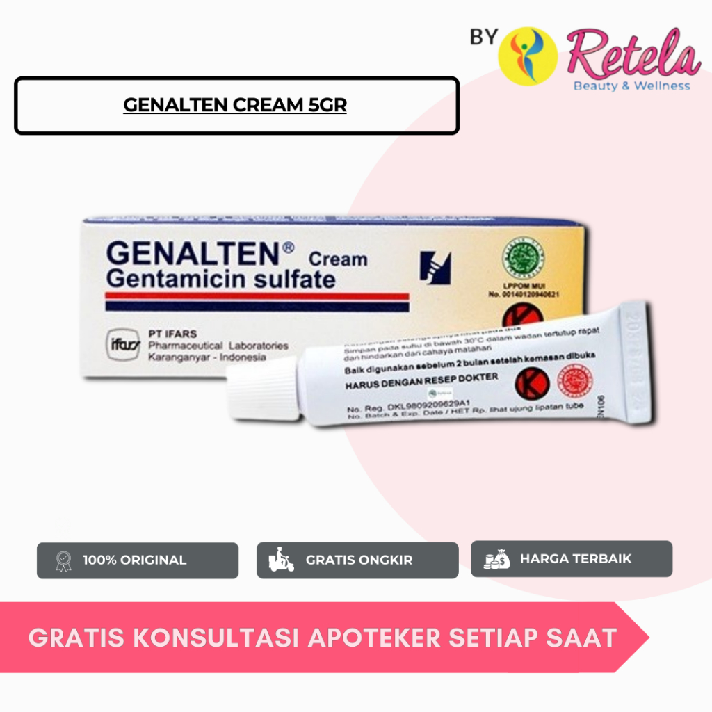 Jual GENALTEN CREAM 5GR / GENTAMICIN SULFATE 0.1% | Shopee Indonesia