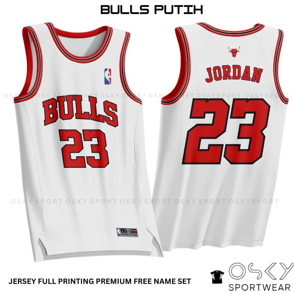 Jual KODE H99N JERSEY BASKET BULLS PUTIH BAJU BASKET ANAK DAN DEWASA ...