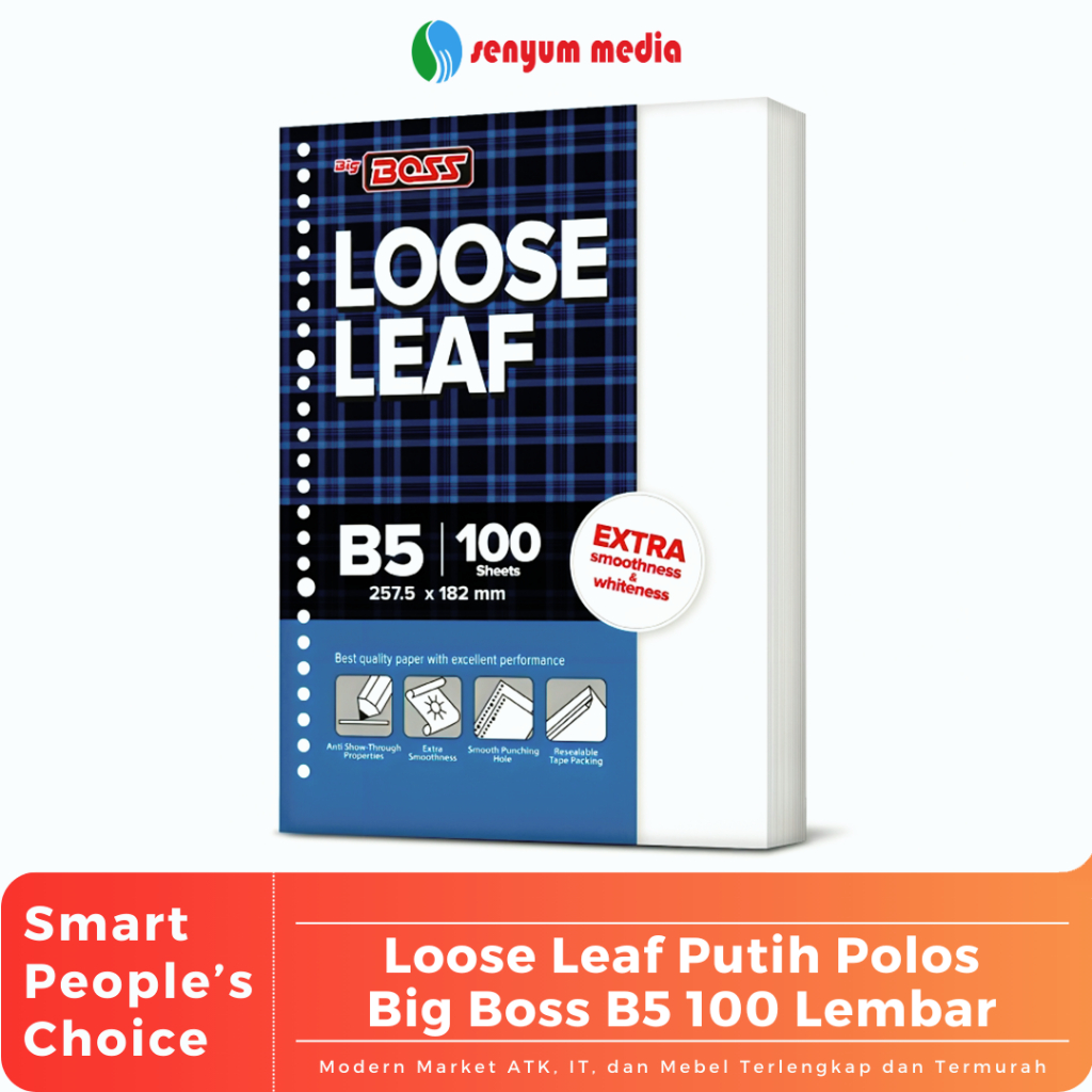 Jual Loose Leaf Putih Polos Big Boss B5 100 Lembar (1 Pcs Isi 100 ...