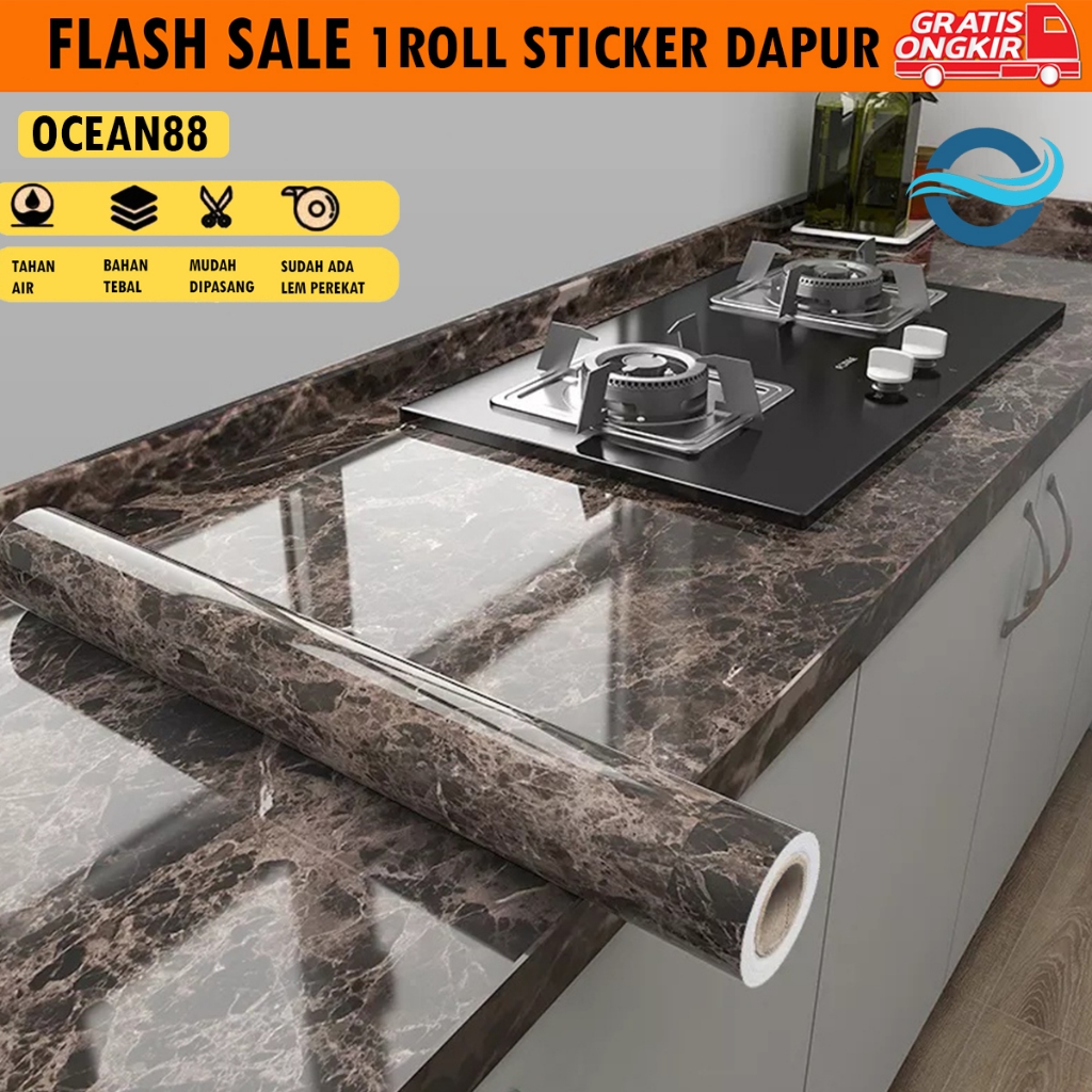 Jual Stiker Dapur PVC Anti Air Anti Minyak 60cm x 3m Sooku Motif Marmer ...