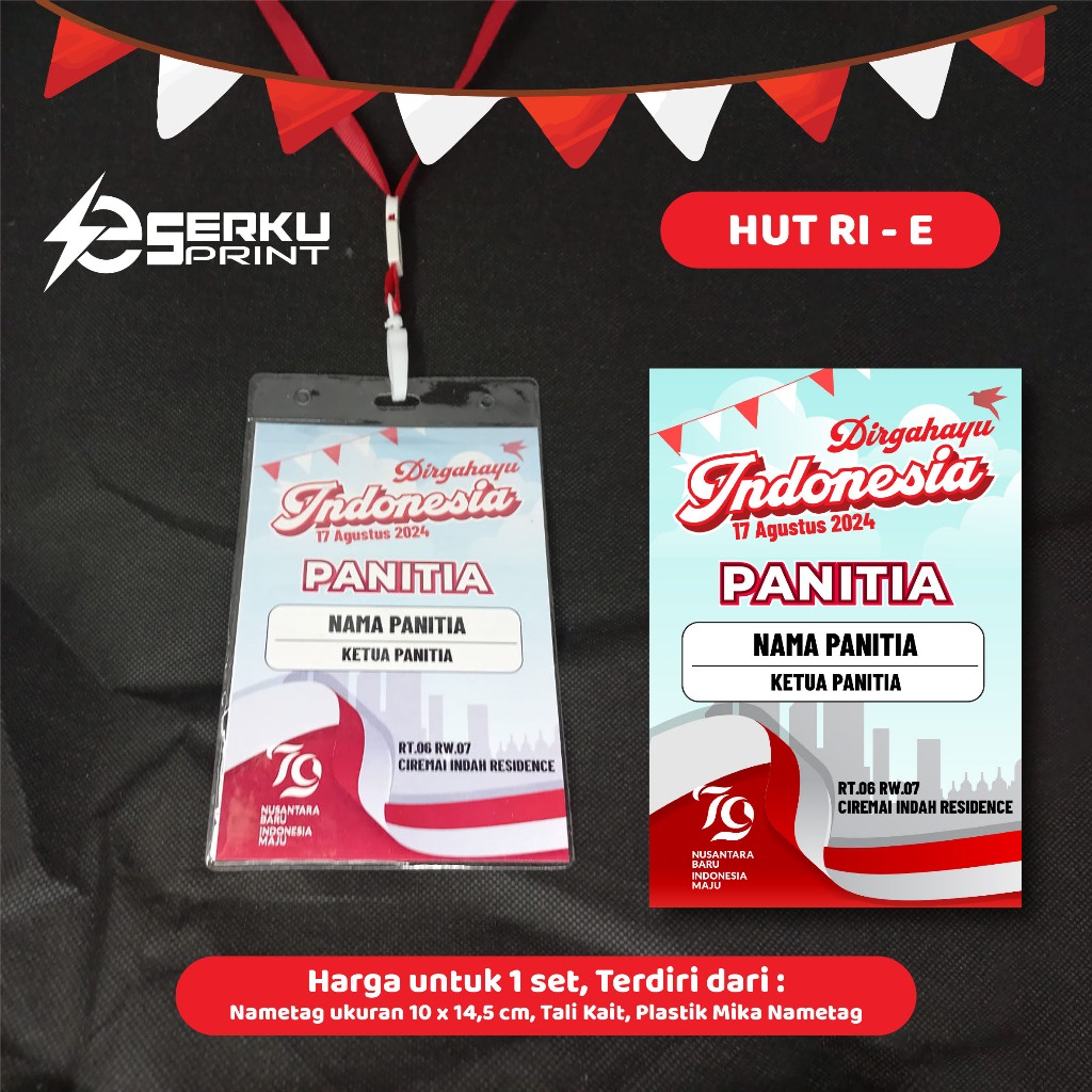 Jual KARTU PANITIA HUT RI 2024 NAMETAG PANITIA HARI KEMERDEKAAN ...