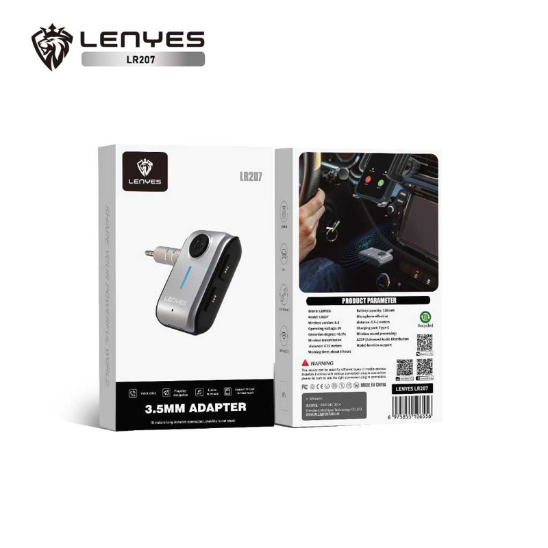 Jual LENYES LR207 Bluetooth Receiver Aux 3.5mm Wireless Adapter 5.3 ...