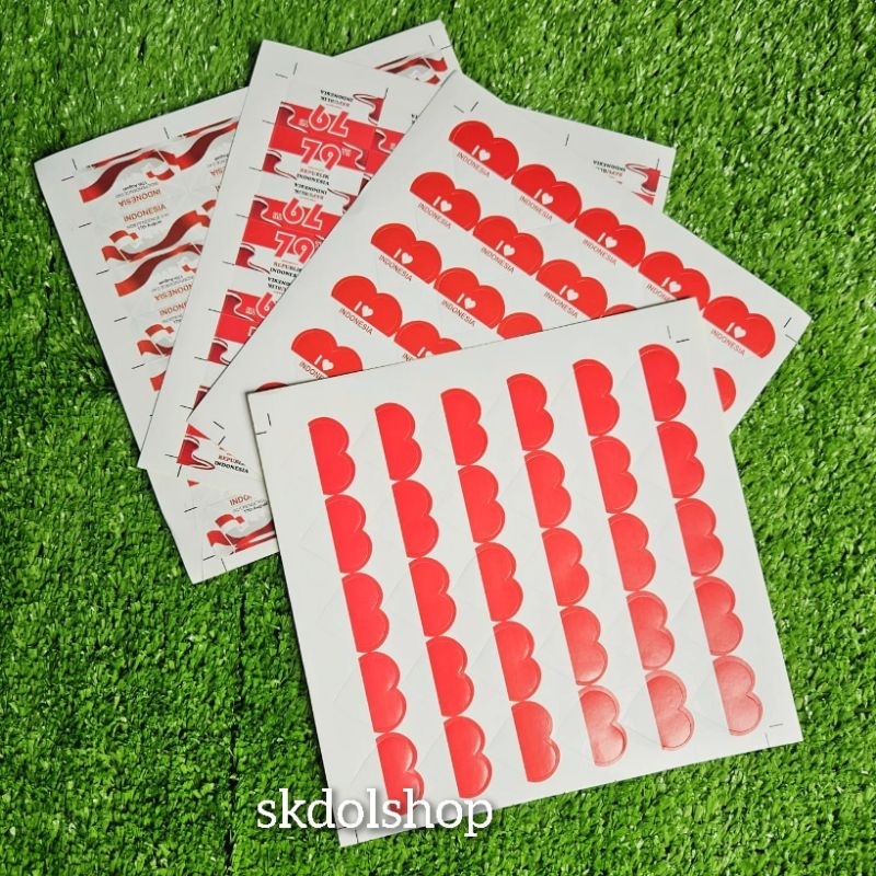 Jual Stiker Merah Putih stiker tempel pipi merah putih 1 Lembar Isi 32 ...
