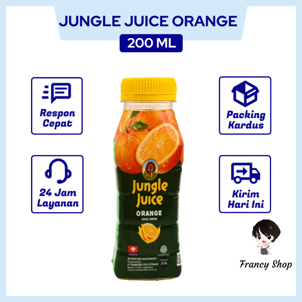 Jual Jus Jeruk Jungle Juice Orange Kemasan Botol 200 ml | Shopee Indonesia
