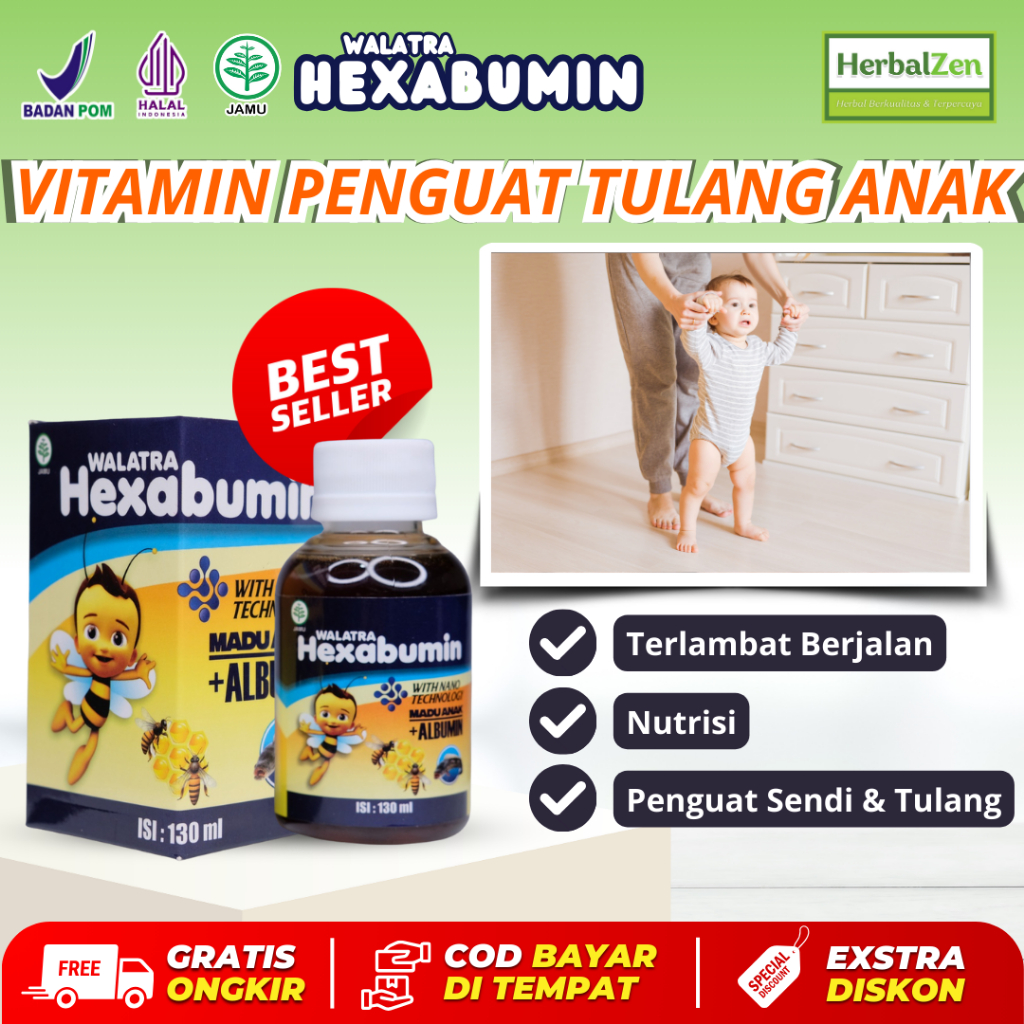 Jual Vitamin Penguat Tulang Anak Terlambat Berjalan Madu Hexabumin ...