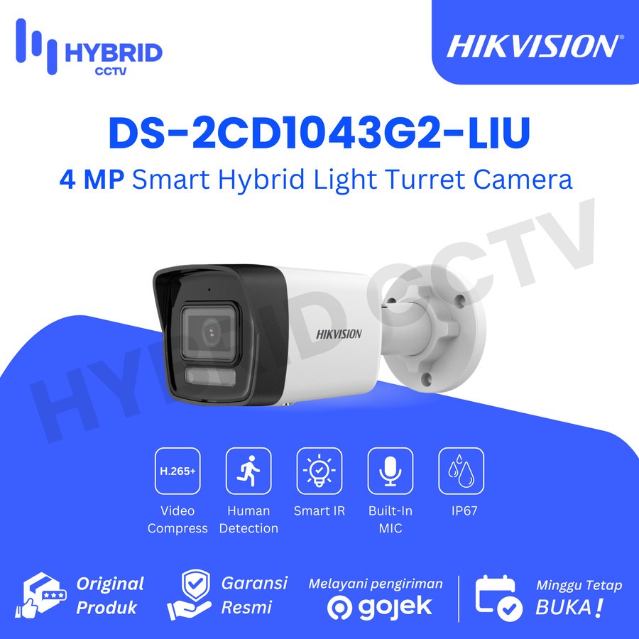 Jual Hikvision DS-2CD1043G2-LIU/F 4 MP Smart Hybrid Light Bullet Network Camera | Shopee Indonesia