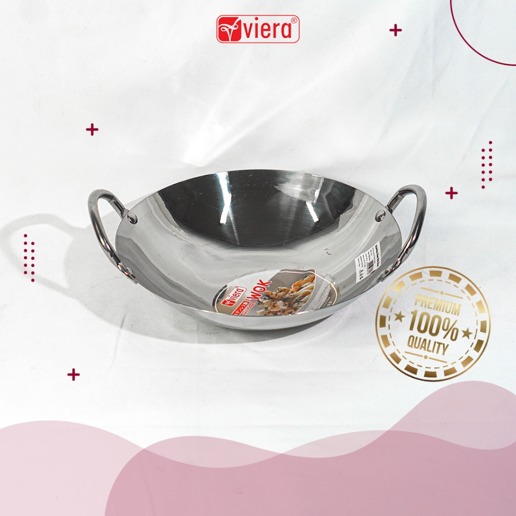 Jual VIERA - Wok Two Handles Stainless Steel Wajan Premium Kuali ...