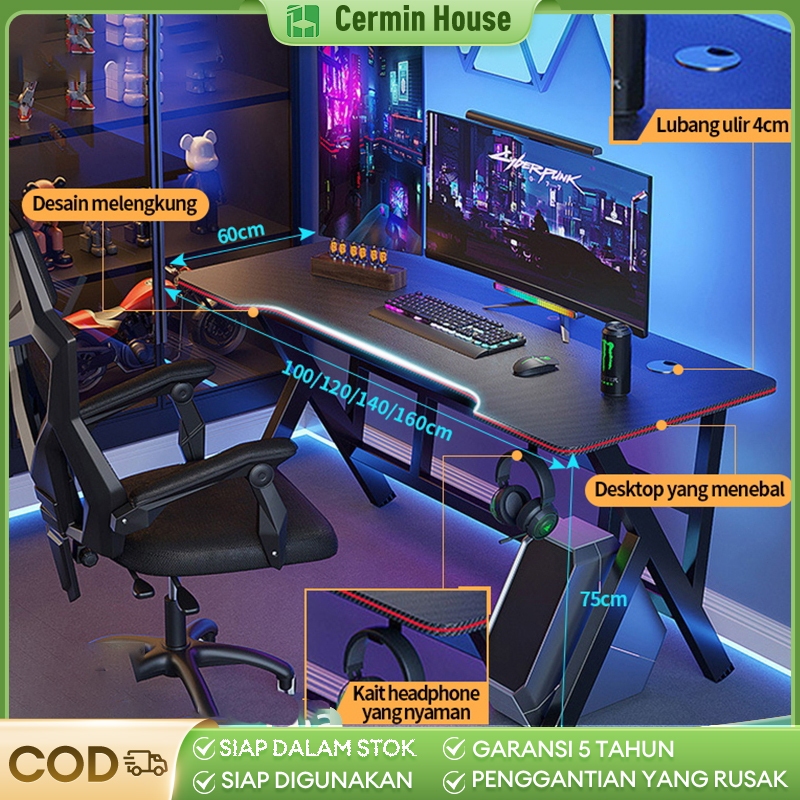 Jual [Surabaya Express]CH Meja Gaming kursi Meja Komputer Besi Meja Kantor Minimalls Meja Kerja ...