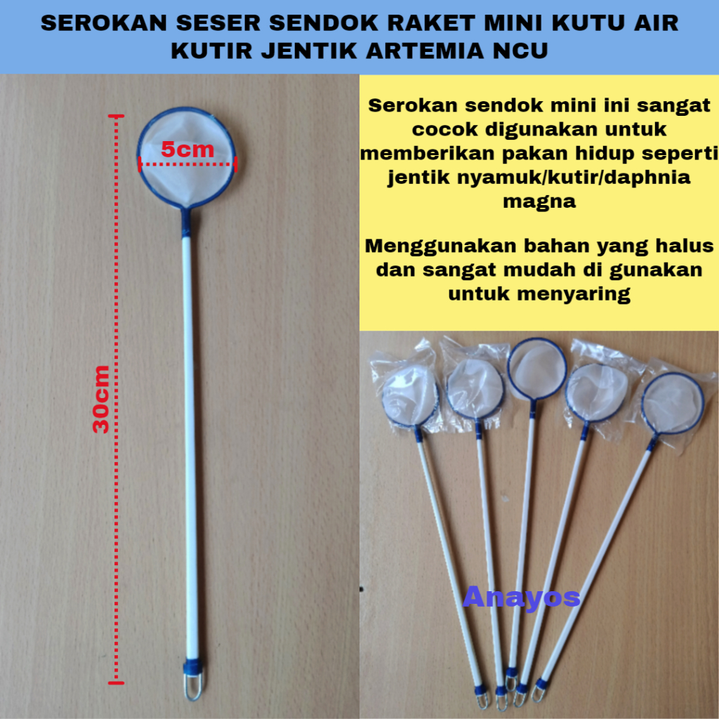 Jual Serokan Seser Sendok Raket Mini Kutu Air Kutir Jentik Artemia Ncu ...