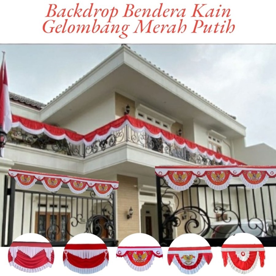 Jual Backdrop Bendera Kain Gelombang Merah Putih Dirgahayu HUT RI ...